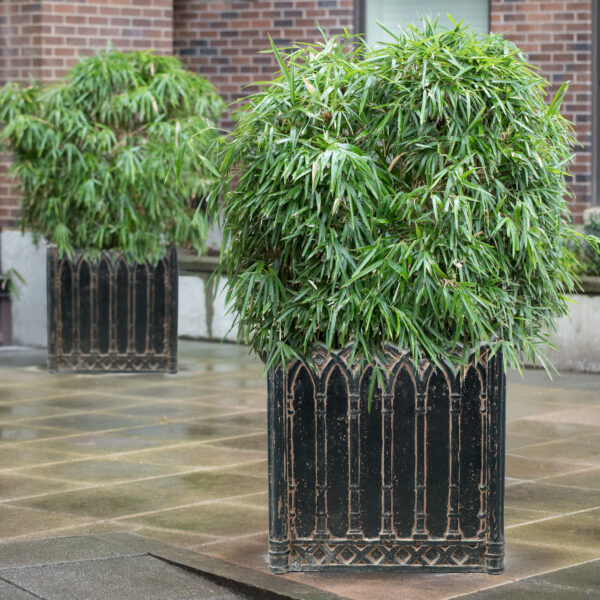 16 in. Square Charcoal Cast Stone Fiberglass Column Planter (PF6292AC ...